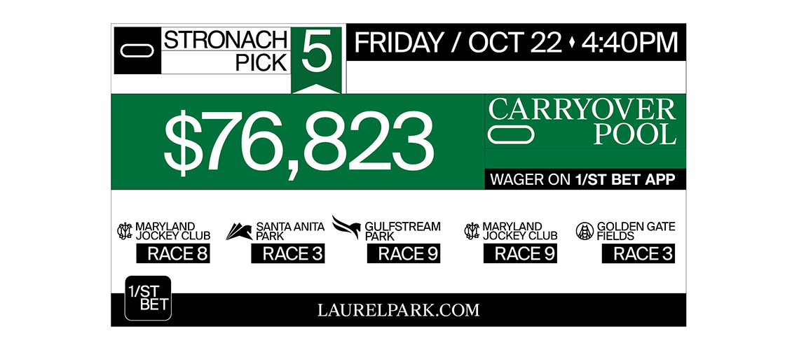 Friday’s Stronach 5 features $76,823 Carryover - Maryland Jockey Club